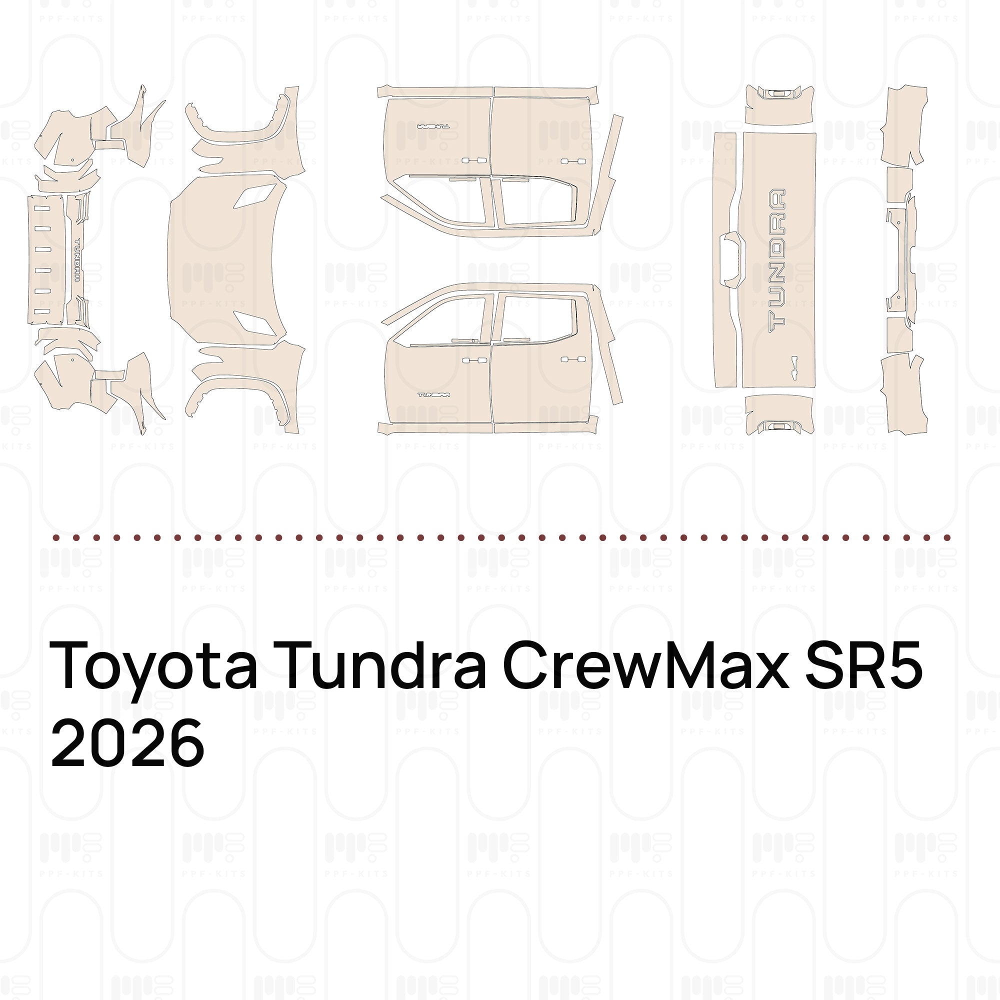 Pre-Cut Paint Protection Film PPF for Toyota Tundra CrewMax SR5 2026 ...